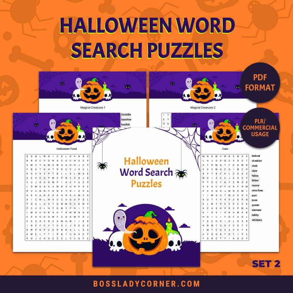 PLR Puzzle Halloween Word Search Set 2 - Boss Lady Corner