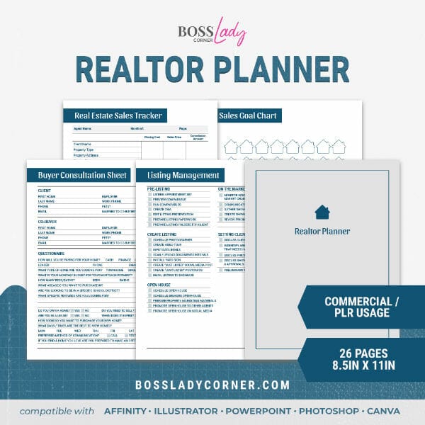 Realtor Planner For Real Estate Agents And Brokers - Boss Lady Corner