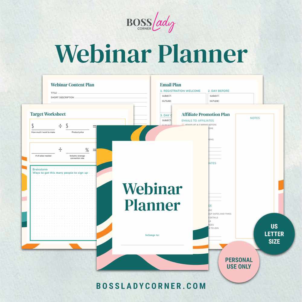 Webinar Planner Printable - Boss Lady Corner